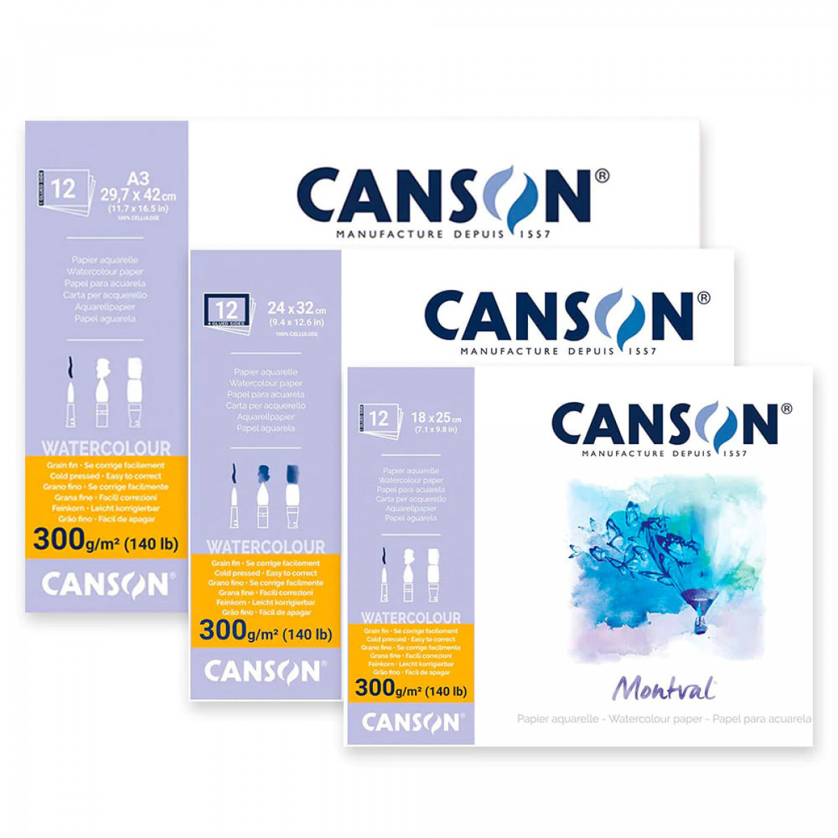 CANSON MONTVAL AKVARELLTÖMB 300 GR-10,5X15,5 CM-4 OLDALON RAGASZTOTT ...